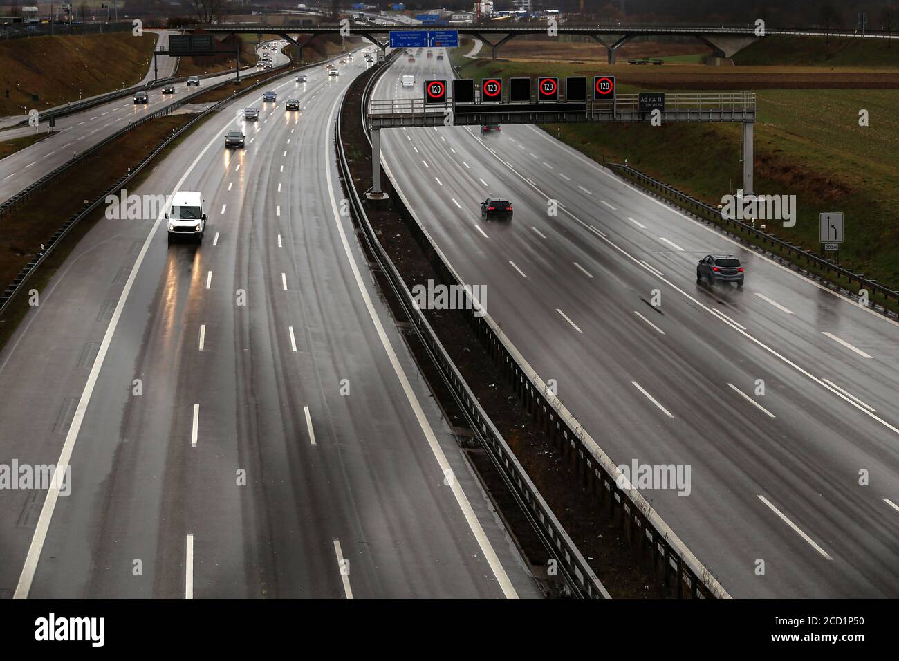 Aerial shot of a stretch of motorway in Germany Stock Photo - Alamy