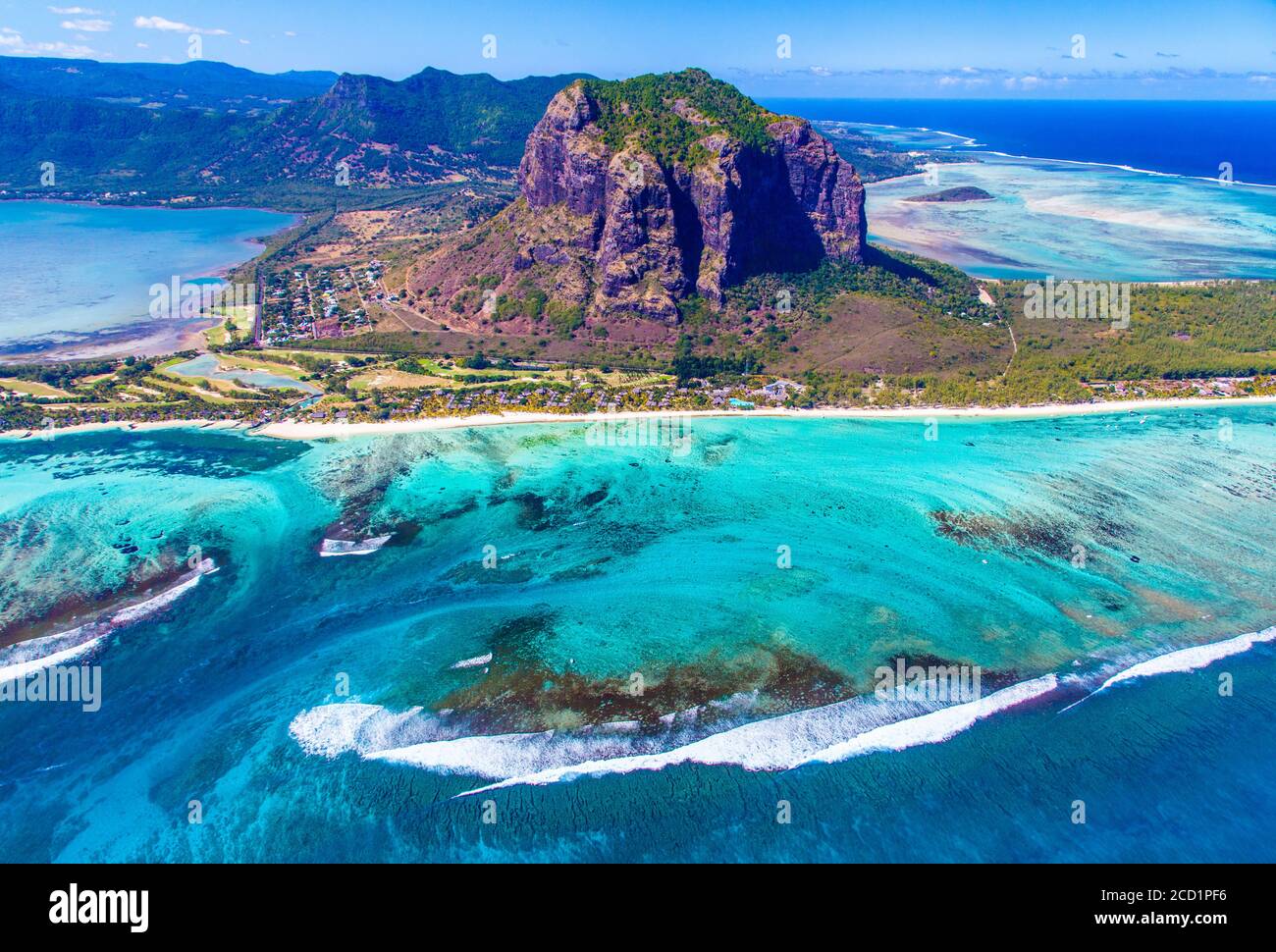 Aerial view of Le Morne Brabant, a UNESCO World Heritage Site in ...
