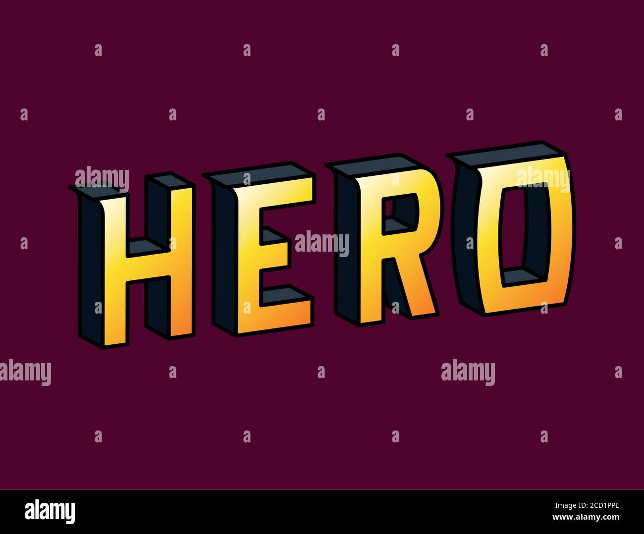 3d hero lettering on purple background design, typography retro and ...