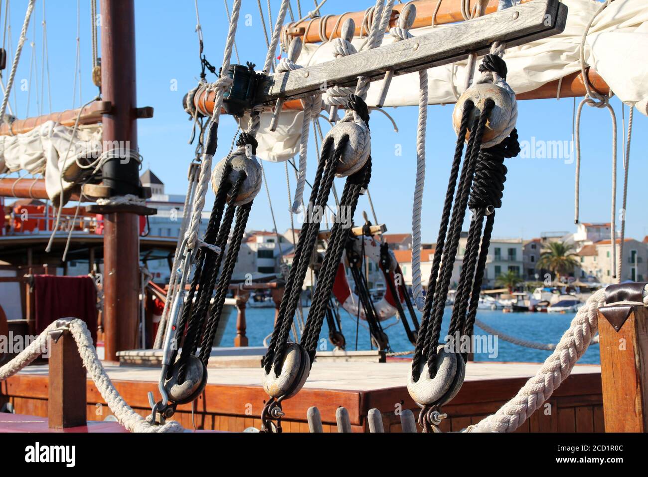 Closeup shot of ship rigging ropes Stock Photo - Alamy