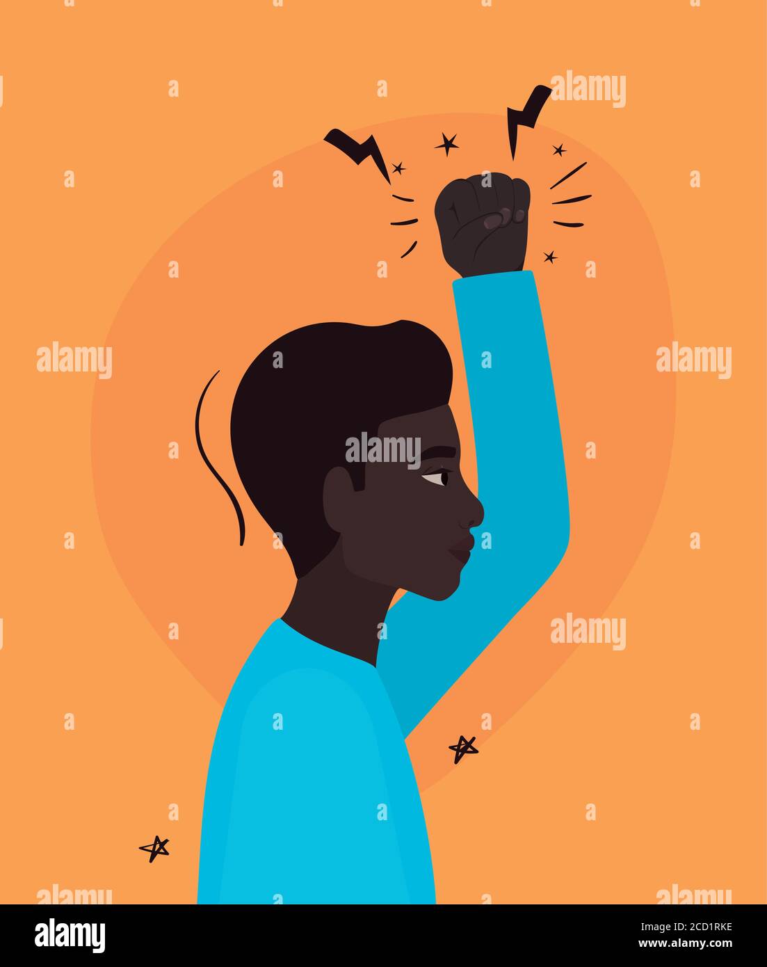 black man cartoon with fist up in side view design, Manifestation ...