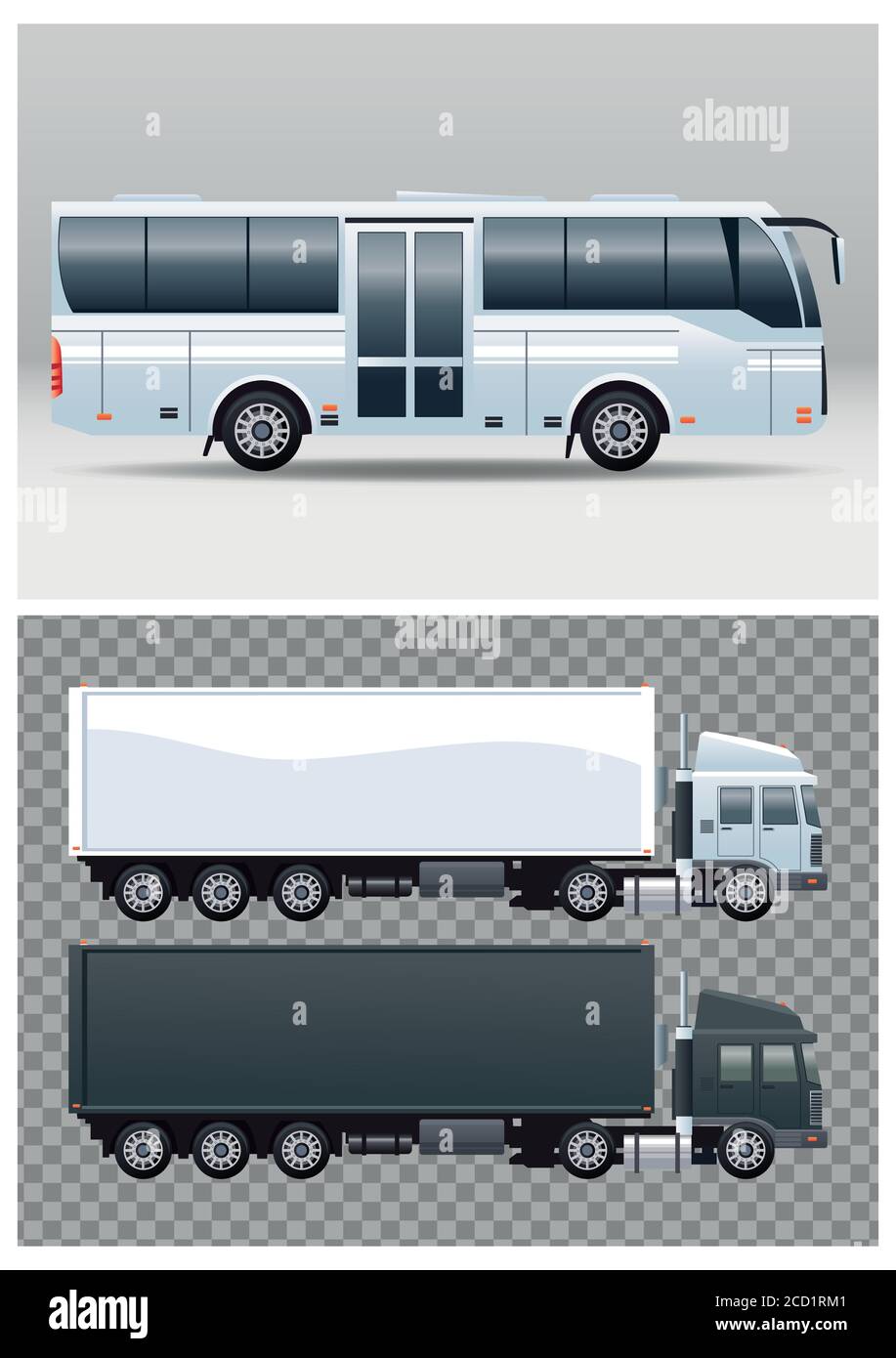 white bus and trucks colors public transport vehicles vector ...