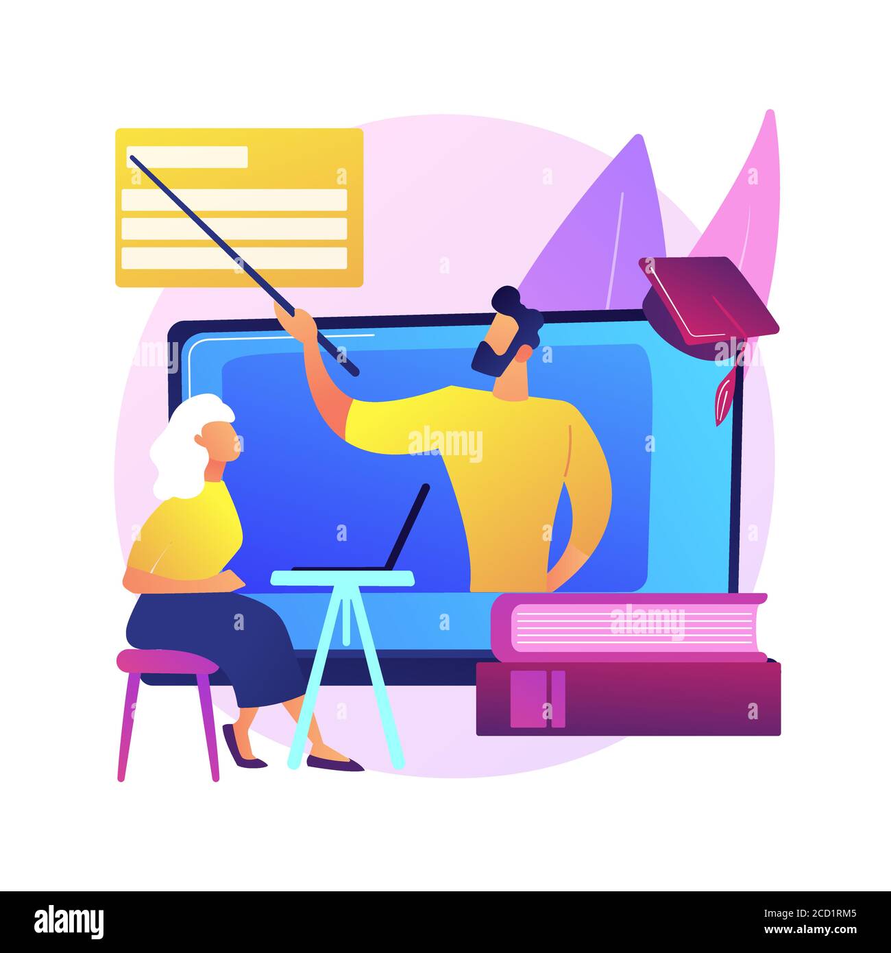 Online learning for seniors abstract concept vector illustration Stock ...