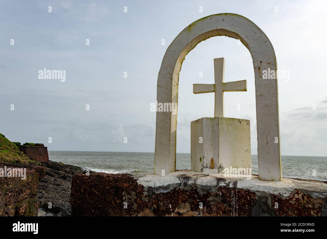 Christian cross installed at the Lower Aguada Fort Extension, Sinquerim ...