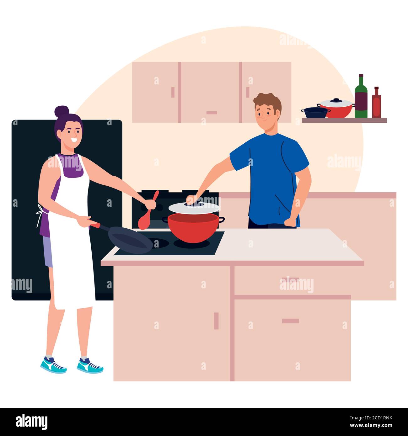 Couple and fridge Stock Vector Images - Alamy