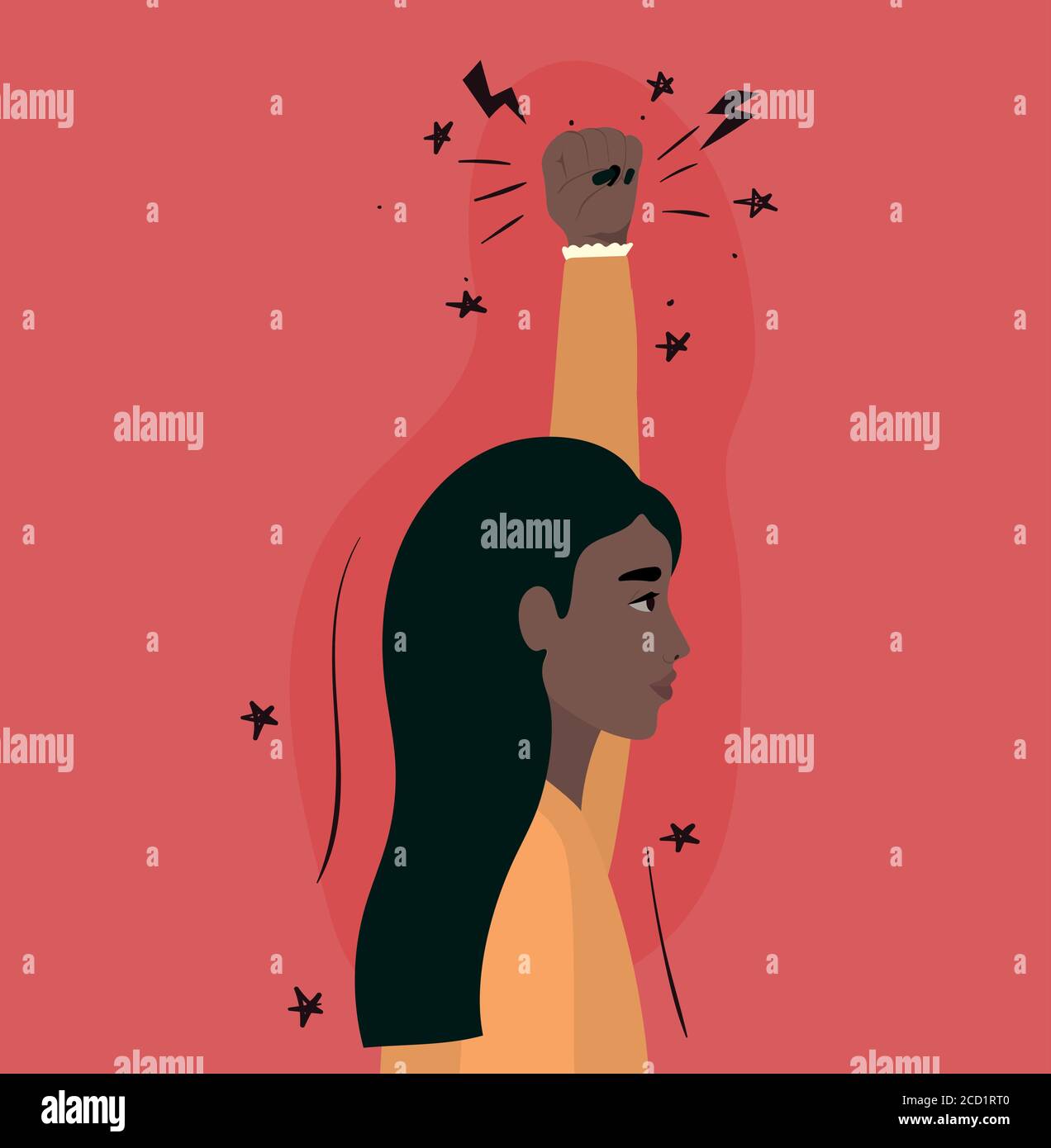 indian woman cartoon with fist up in side view design, Manifestation ...