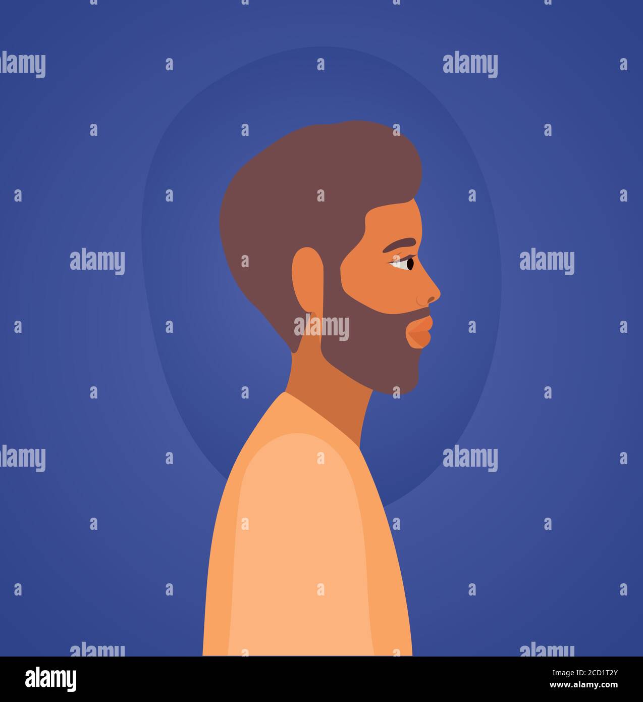 man cartoon with beard in side view on blue background design, Boy male ...