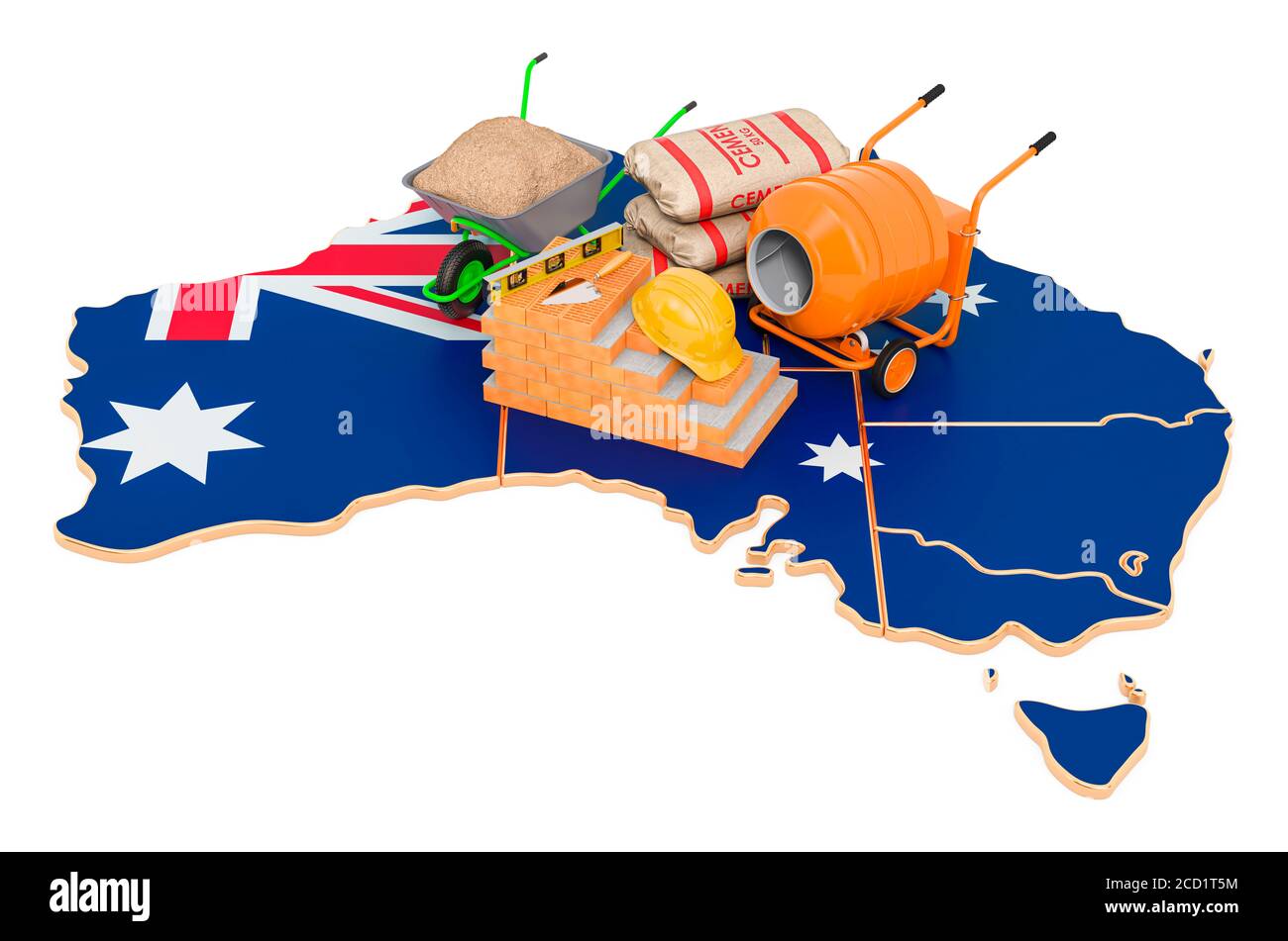 Construction and Building Materials in Australia concept, 3D rendering ...