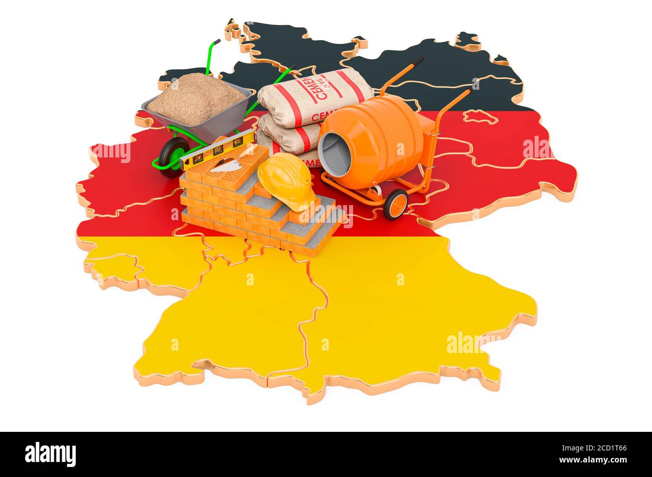 Construction and Building Materials in Germany concept, 3D rendering ...