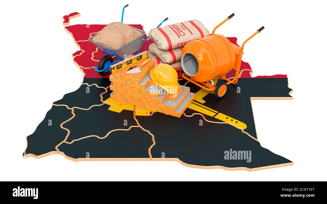 Construction and Building Materials in Angola concept, 3D rendering ...