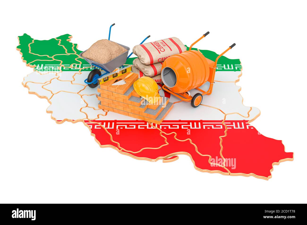 Construction and Building Materials in Iran concept, 3D rendering ...