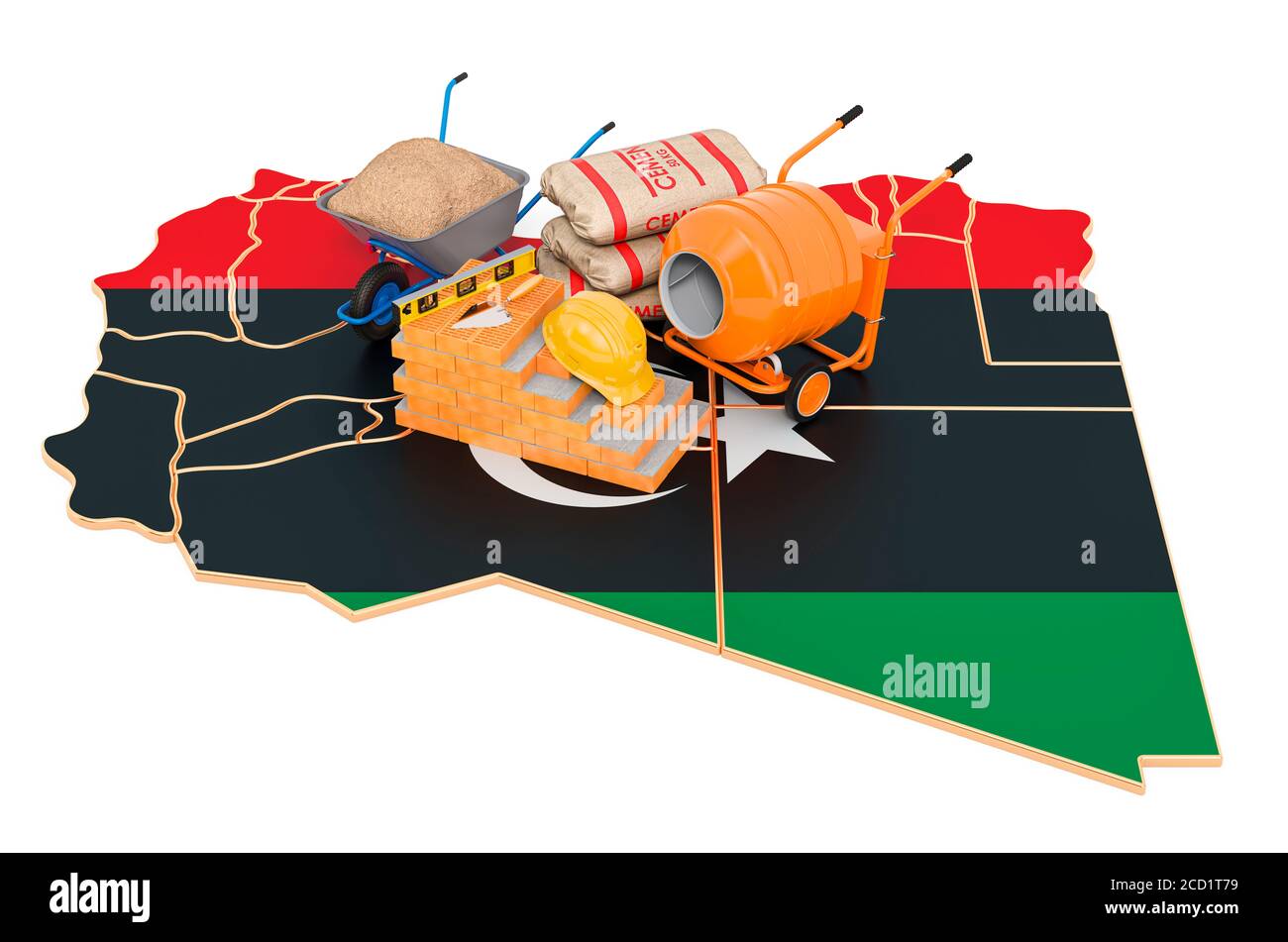 Construction and Building Materials in Libya concept, 3D rendering ...