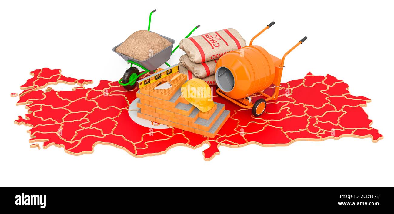 Construction and Building Materials in Turkey concept, 3D rendering ...