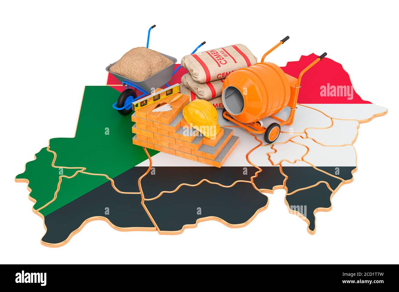 Construction and Building Materials in Sudan concept, 3D rendering ...