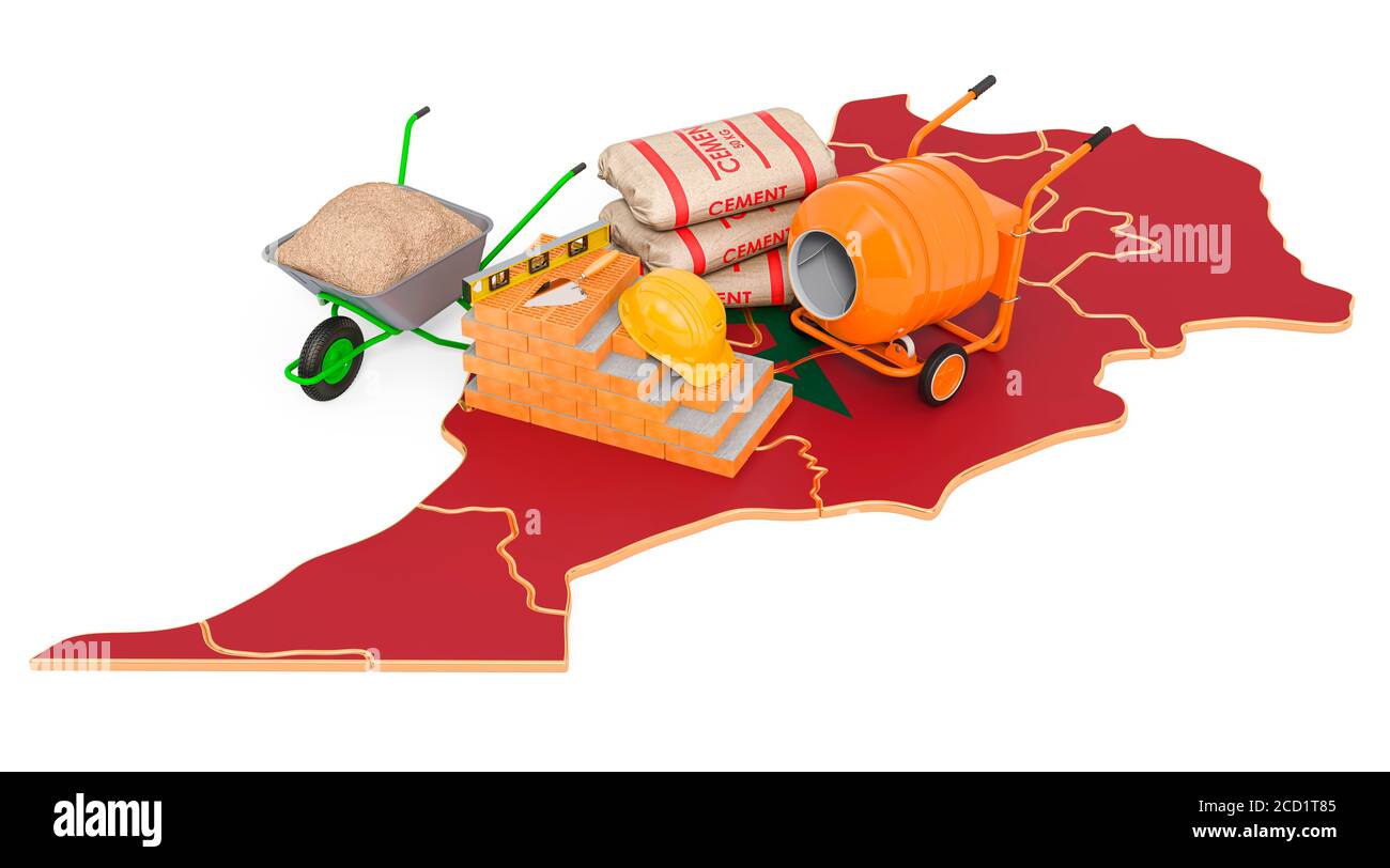 Construction and Building Materials in Morocco concept, 3D rendering ...