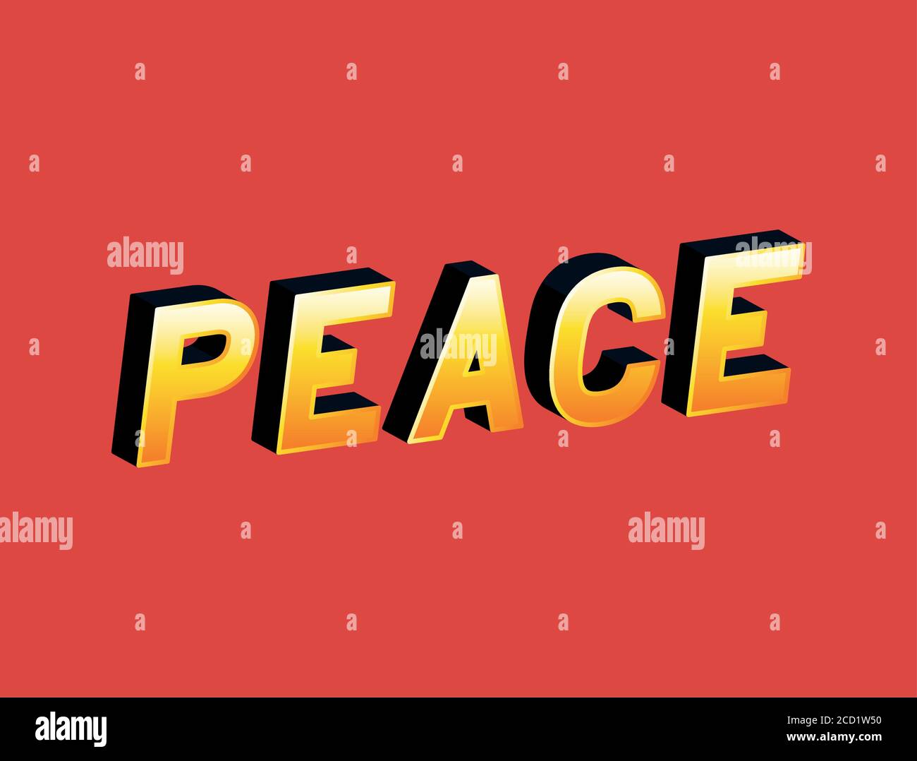 3d peace lettering on red background design, typography retro and comic ...