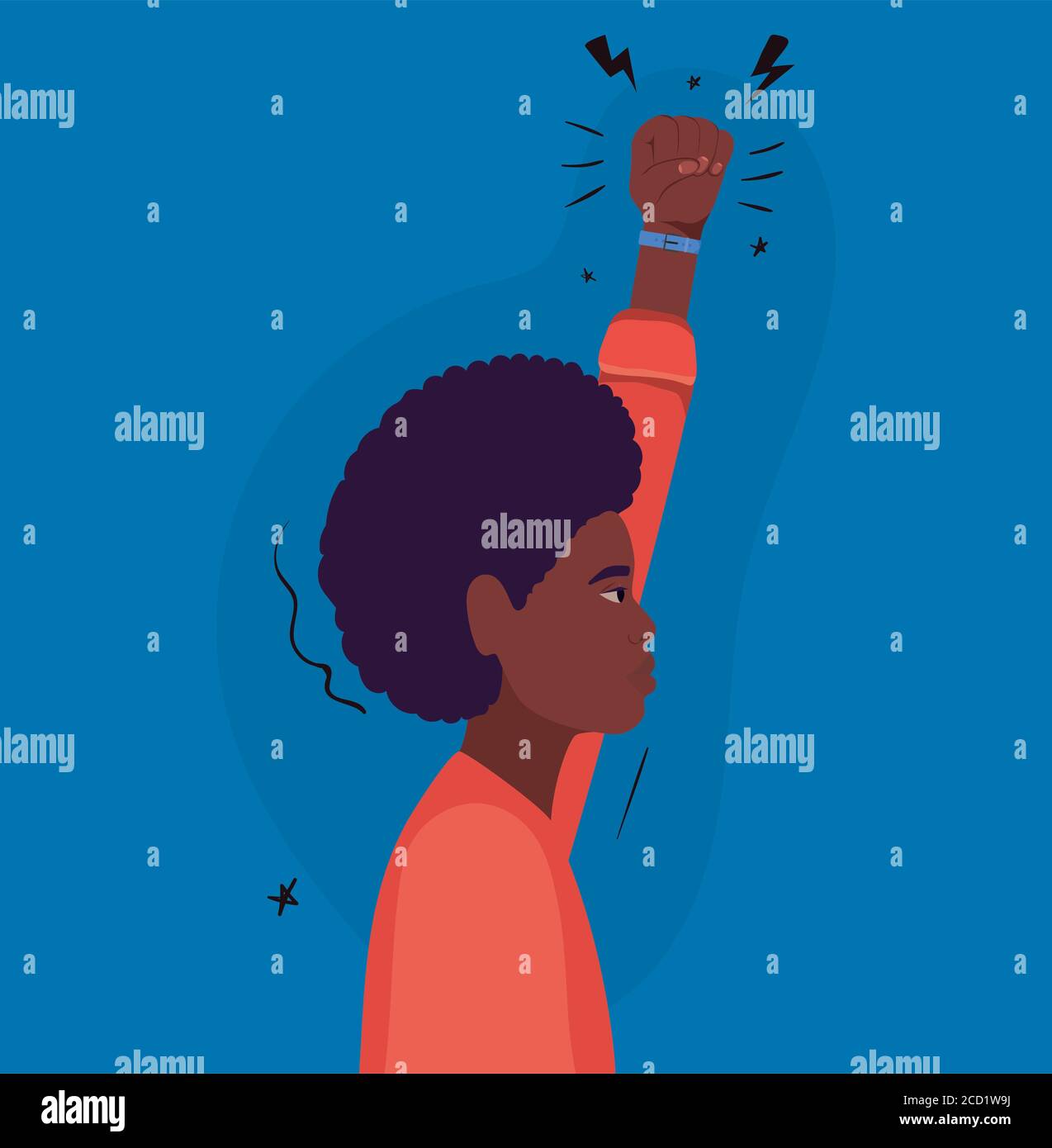 black man cartoon with fist up in side view design, Manifestation ...
