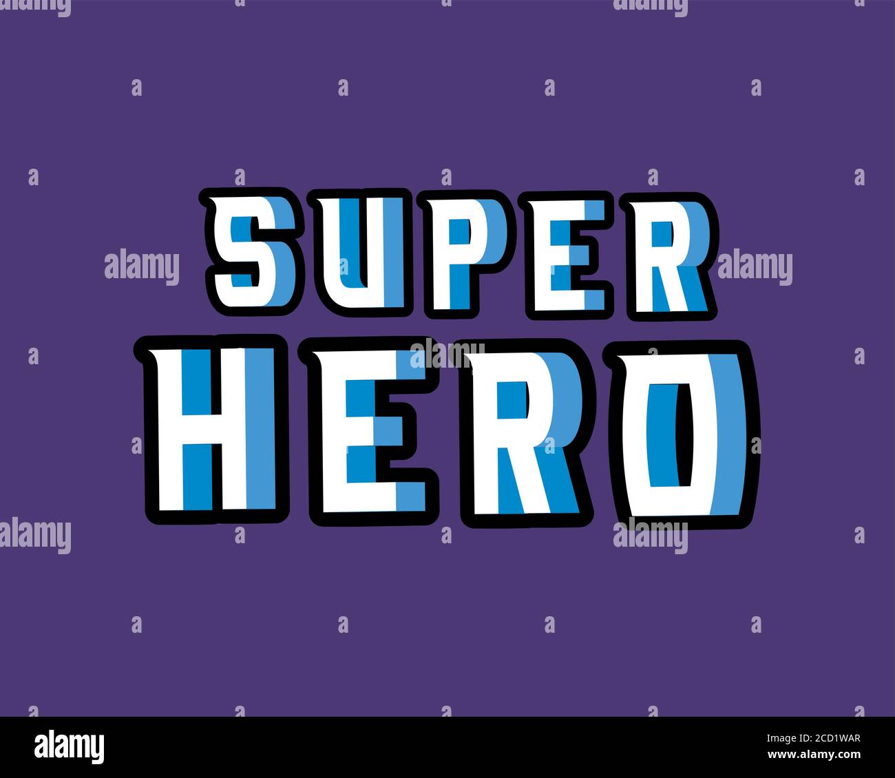 3d super hero lettering on blue background design, typography retro and ...