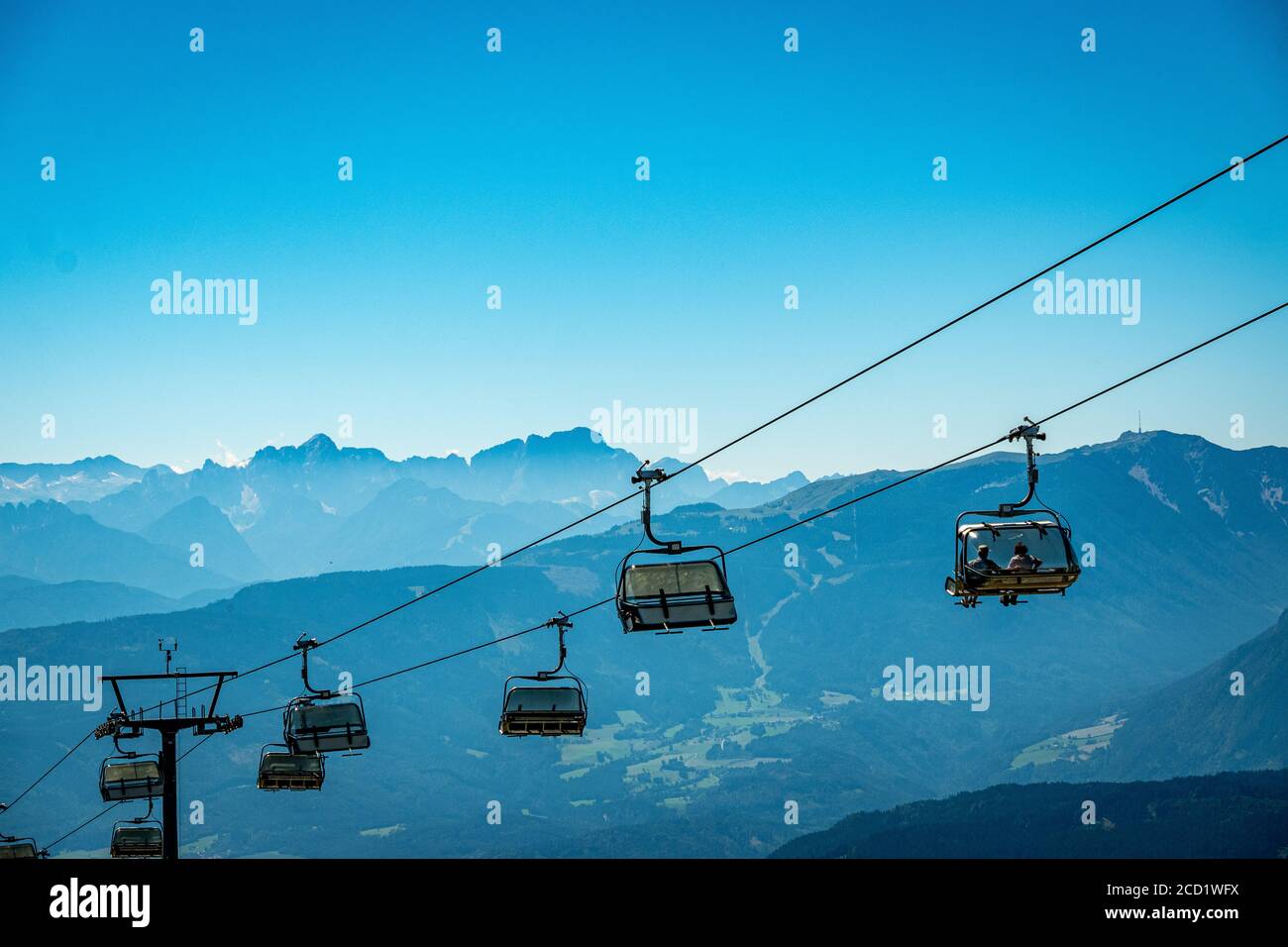 Chairlift "Gipfelbahn" towards Mt. Gerlitzen Stock Photo - Alamy