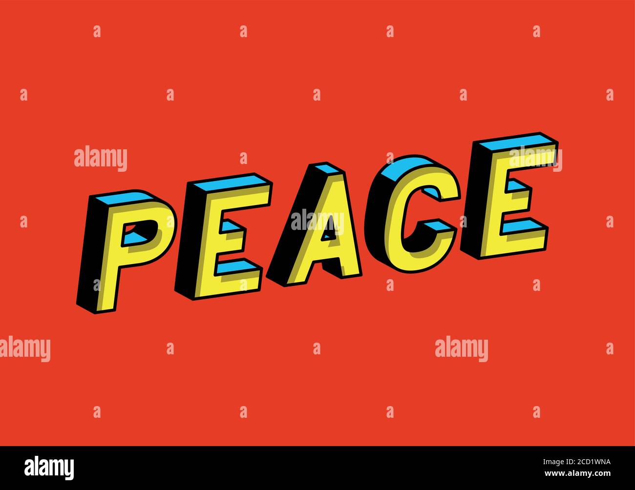 3d peace lettering on red background design, typography retro and comic ...