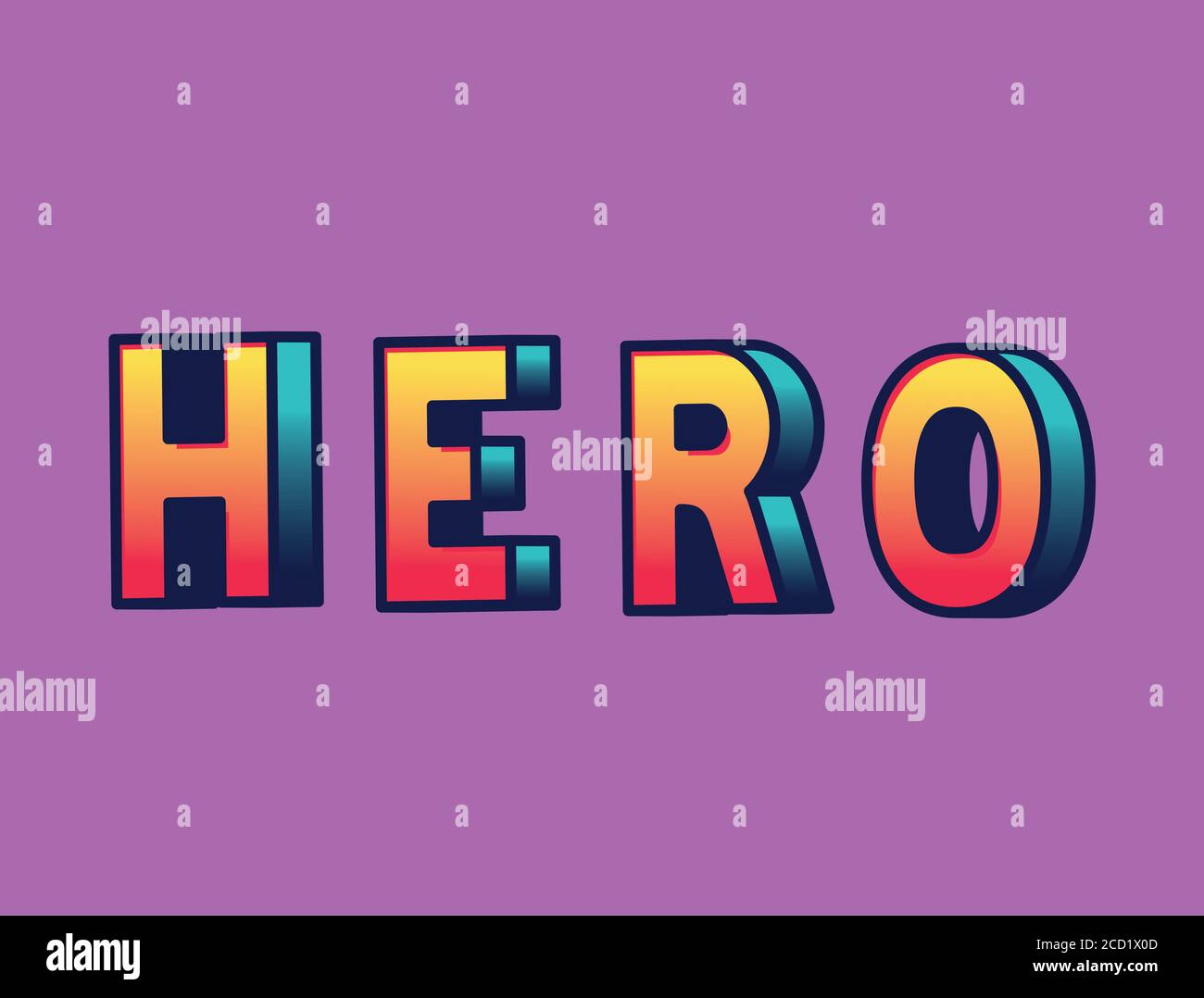 3d hero lettering on blue background design, typography retro and comic ...