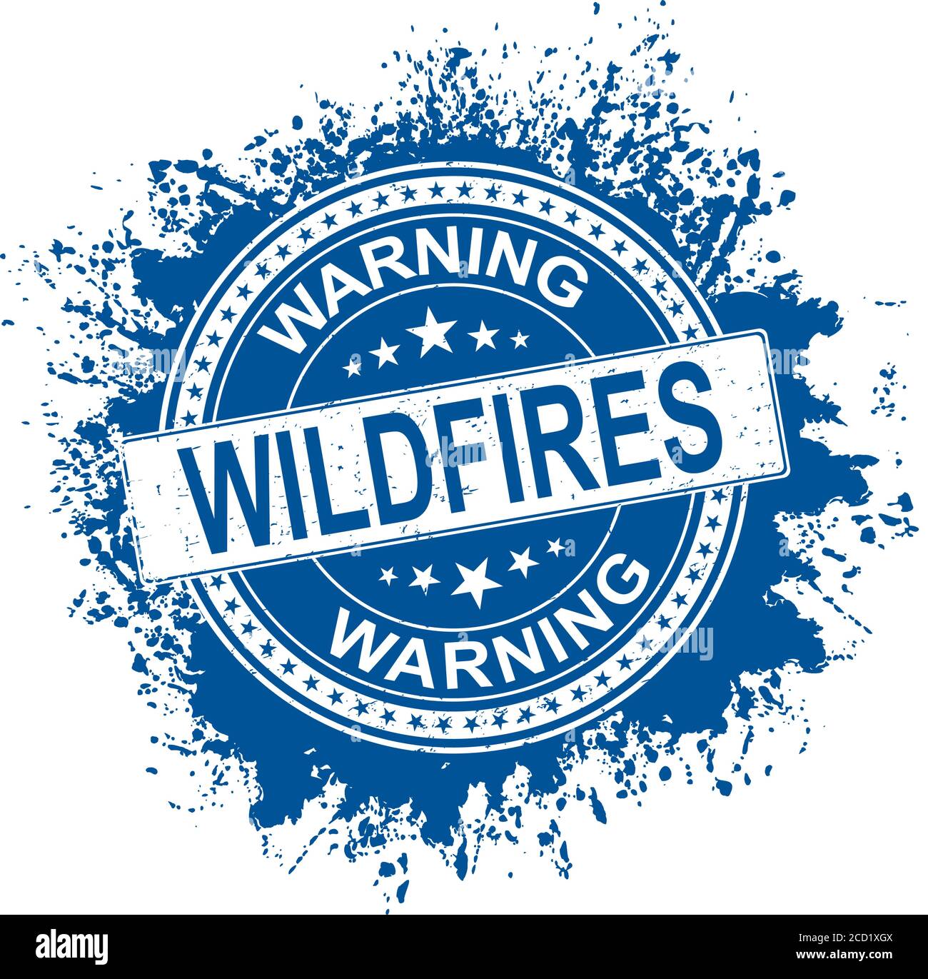 wildfire warning rubber stamp style emblem. on white Stock Vector Image ...