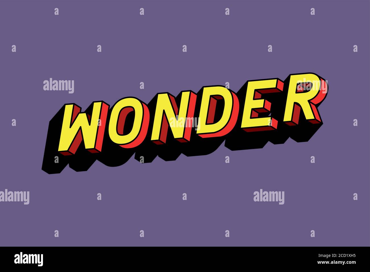 3d wonder lettering on purple background design, typography retro and ...