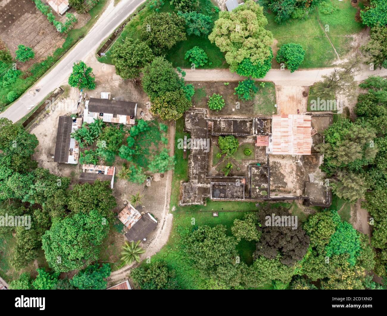 Aerial Shot of Old Deutsch German Colonial Fort in Bagamoyo Historical ...