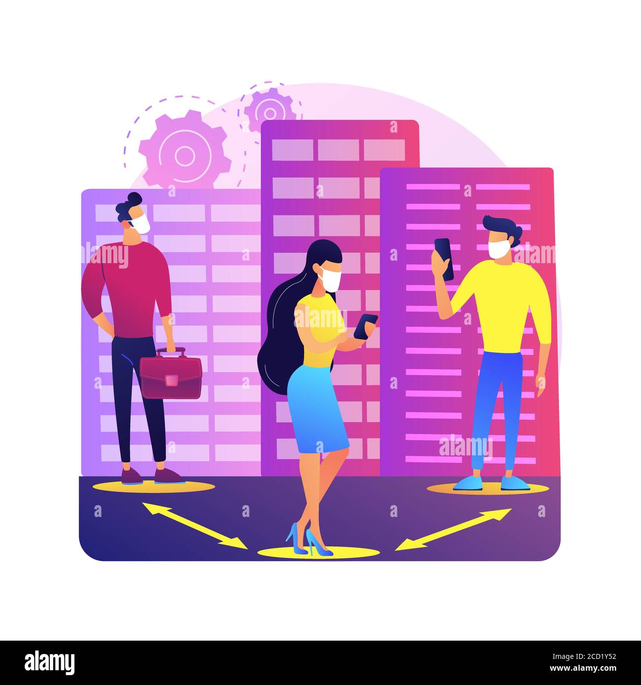 Social distancing abstract concept vector illustration Stock Vector ...