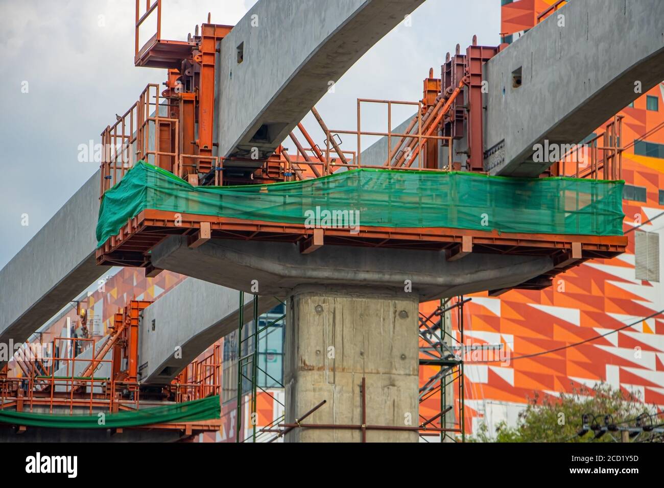 An unfinished construction of the viaduct. Railway bridge under ...