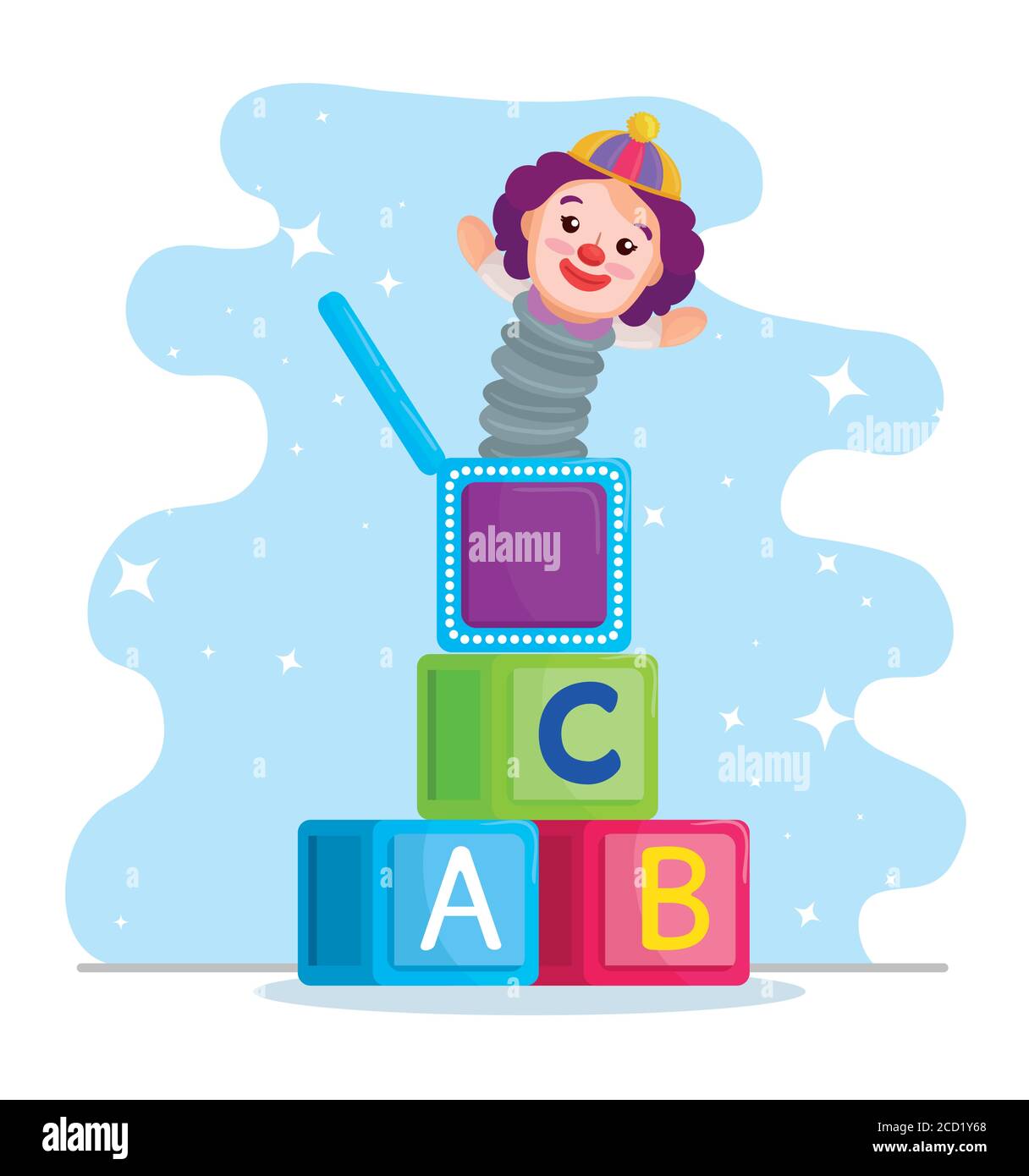 kids toys, alphabet cubes and clown Stock Vector Image & Art - Alamy