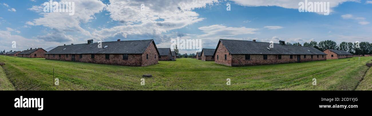 A panorama of the prisoner barracks in Auschwitz II - Birkenau Stock ...