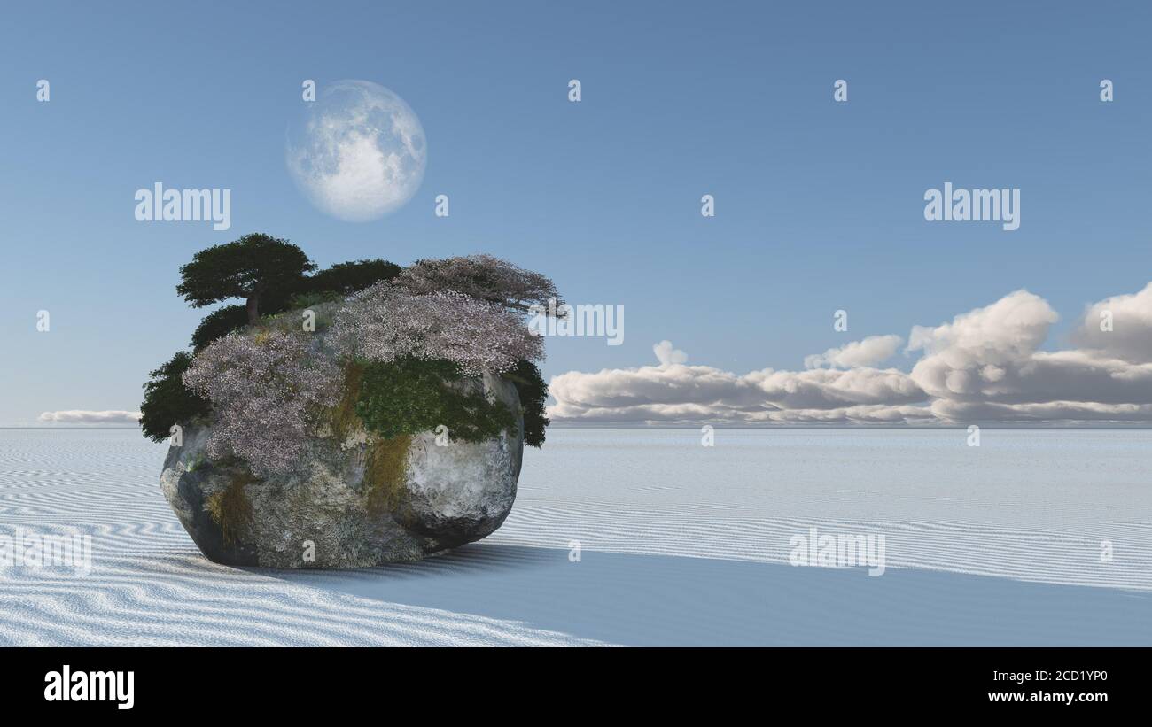 White Sands with Rock Islands Oasis Stock Photo - Alamy