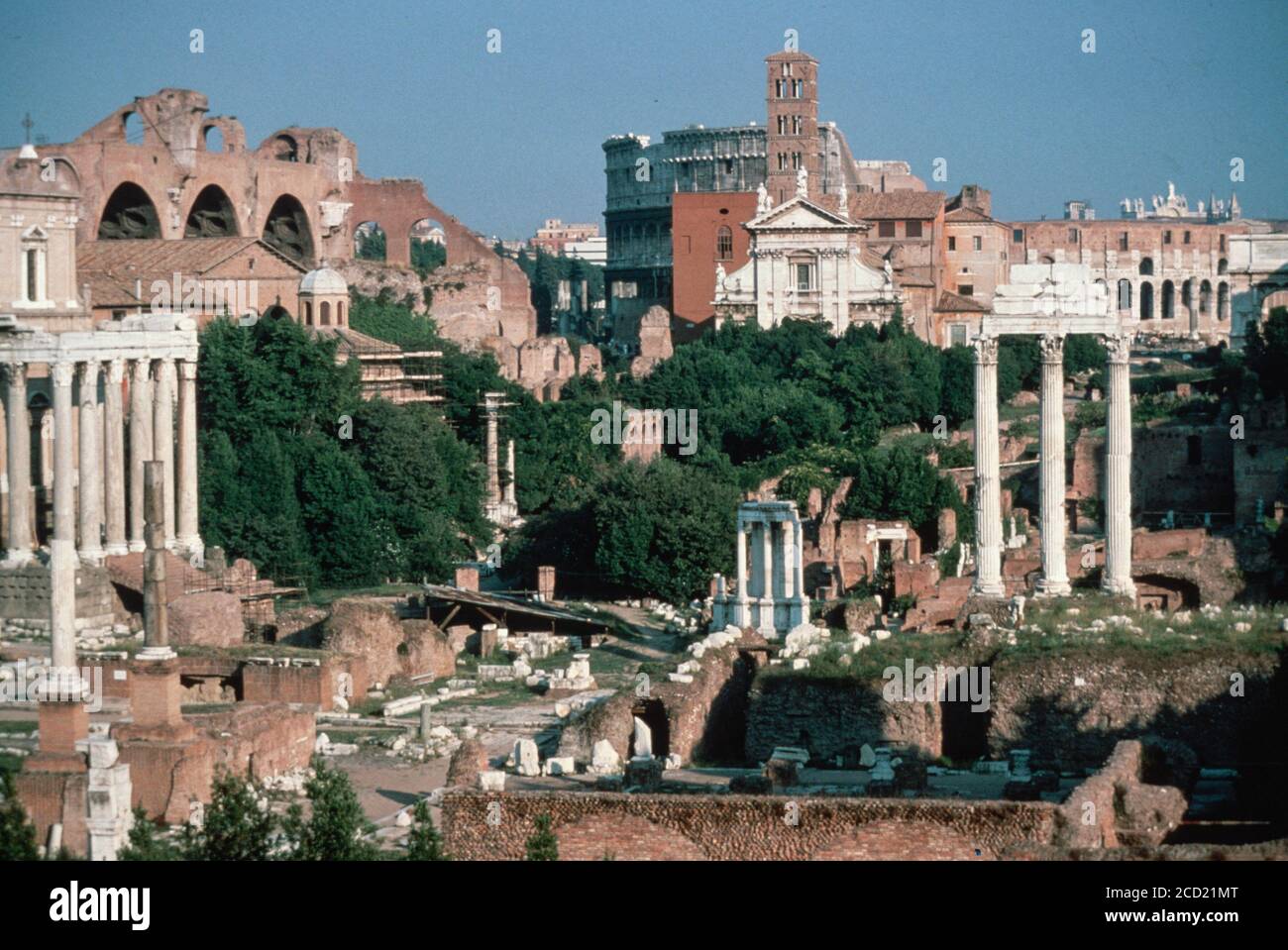 Overview of the Roman Forum in the 1970s, Rome, Italy Stock Photo - Alamy