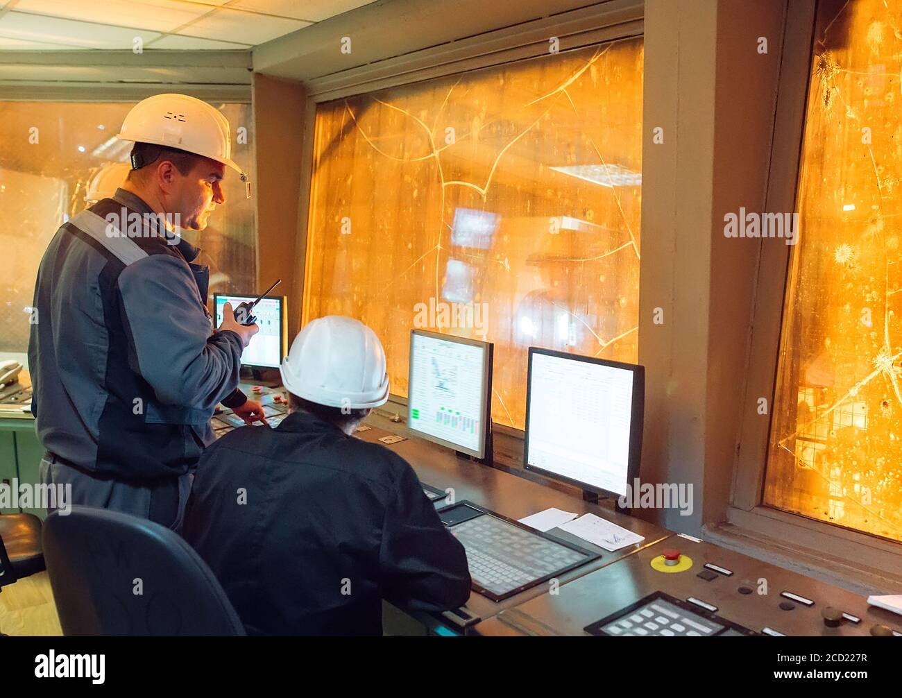 Control panel. Plant for the production of steel Stock Photo - Alamy