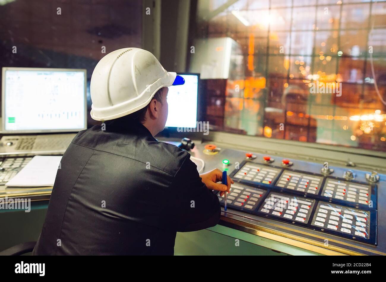Control panel. Plant for the production of steel Stock Photo - Alamy