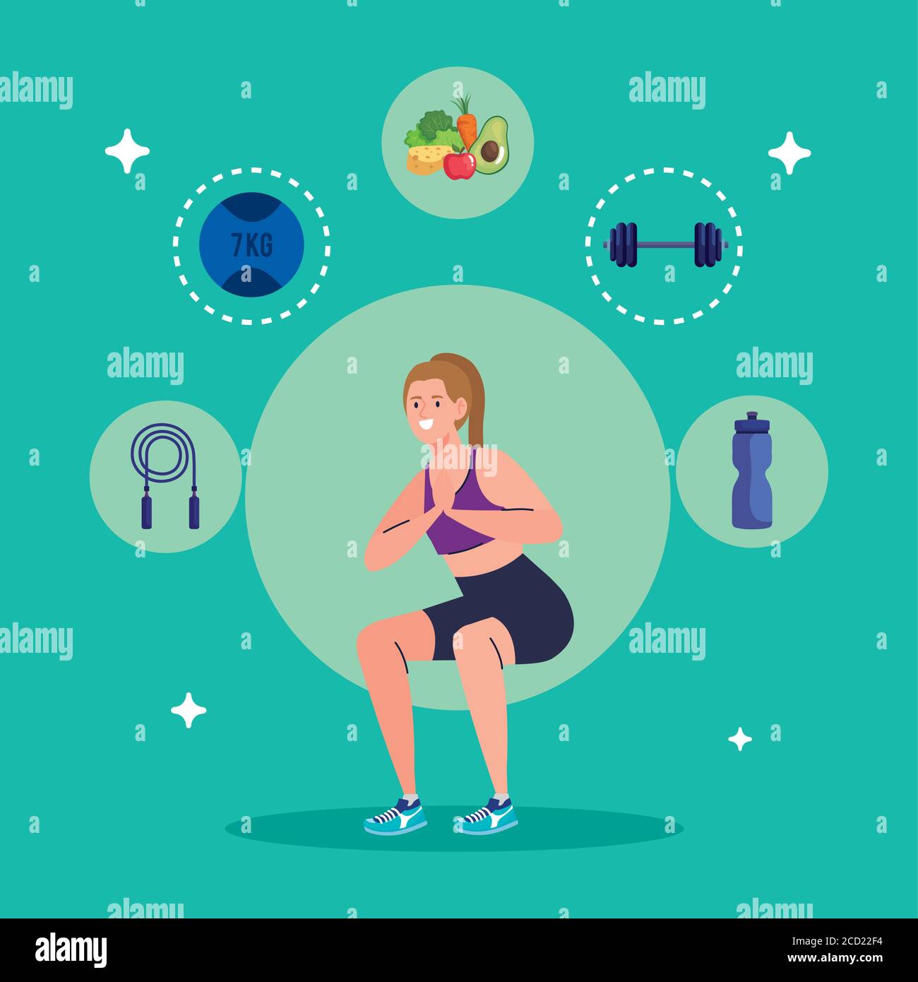 woman doing squats with sport icons Stock Vector Image & Art - Alamy