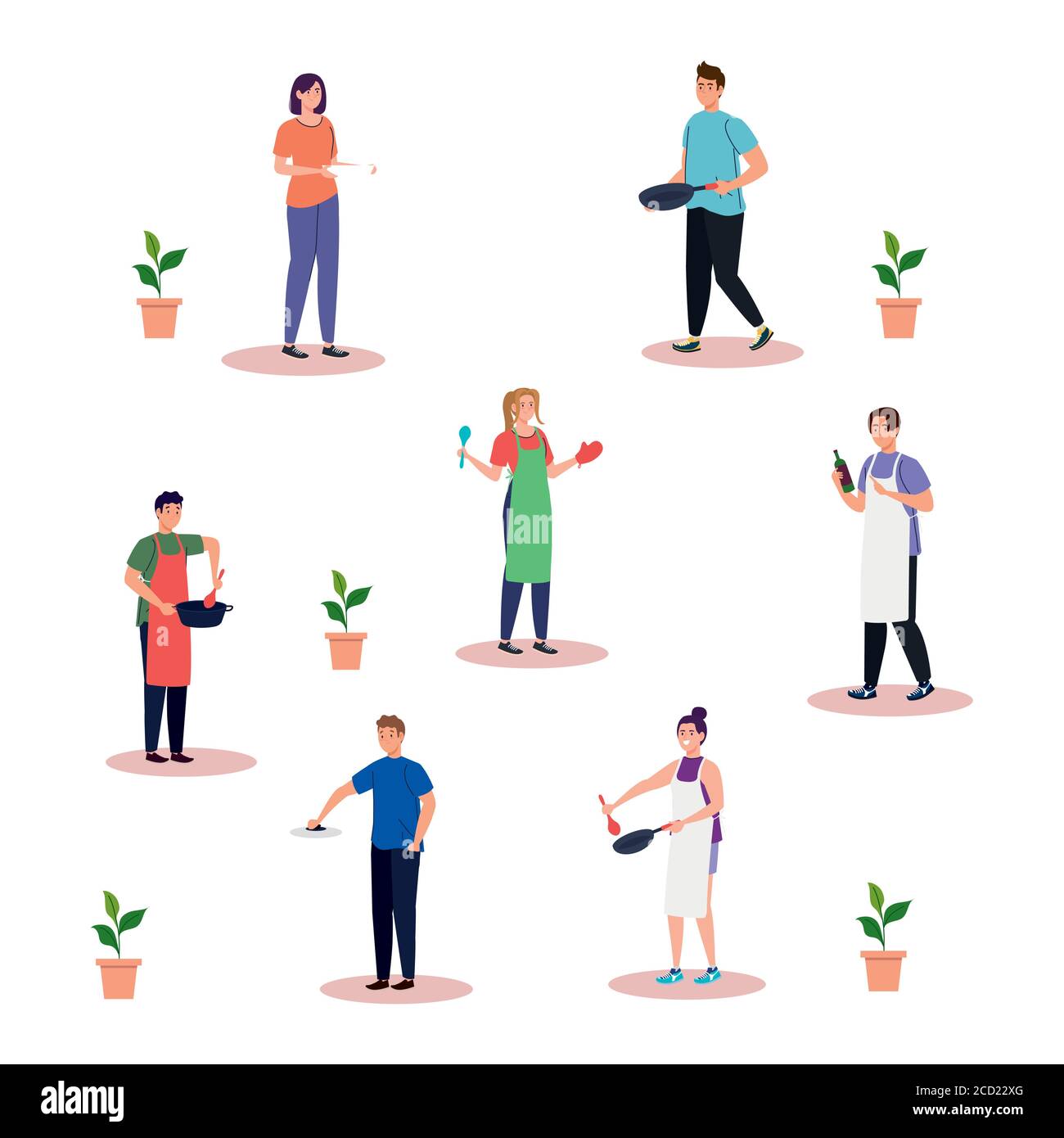 group people cooking with kitchen utensils Stock Vector Image & Art - Alamy