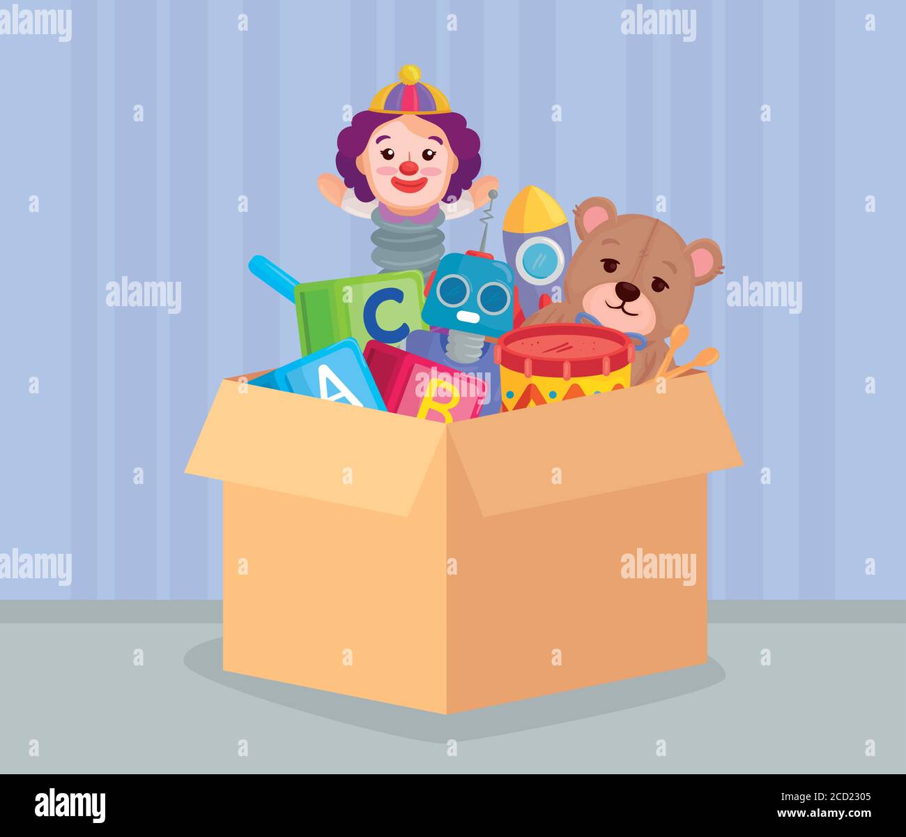 cute kids toys in box carton package Stock Vector Image & Art - Alamy