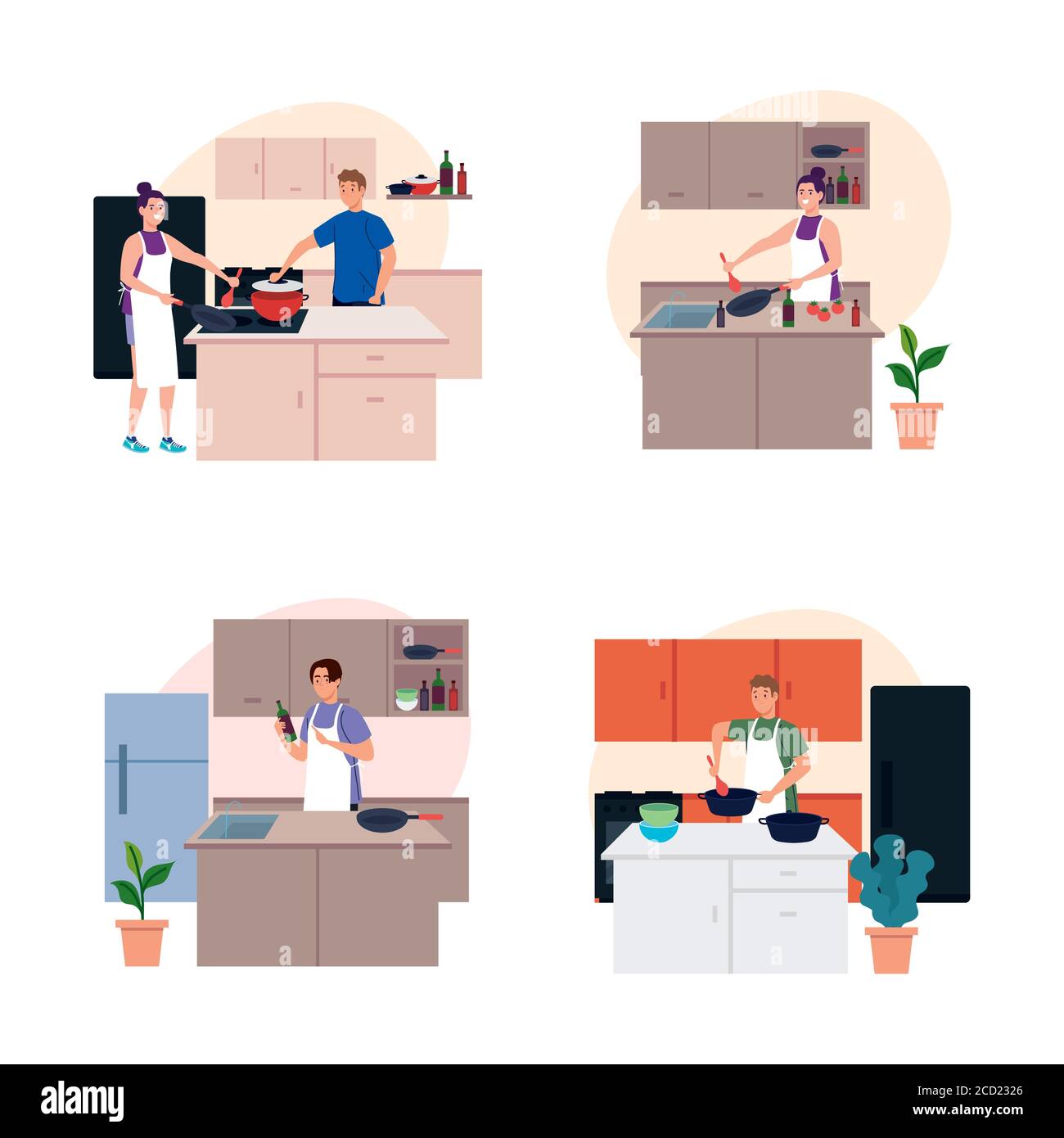 set scenes people cooking in the kitchen Stock Vector Image & Art - Alamy