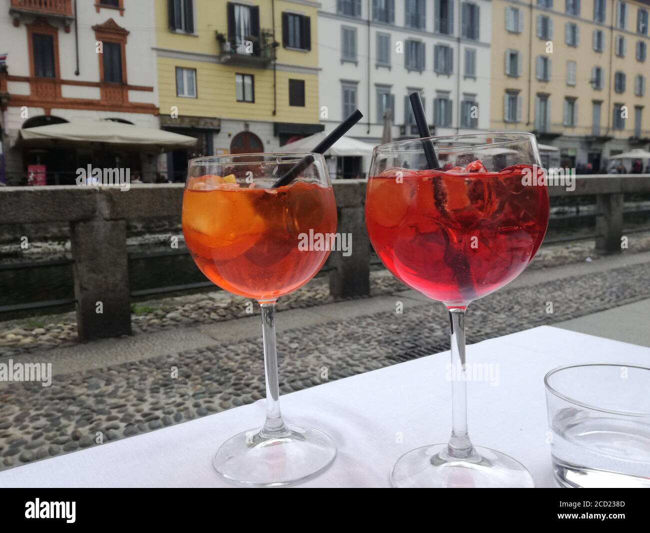 aperol spritz near river milano italy Stock Photo - Alamy