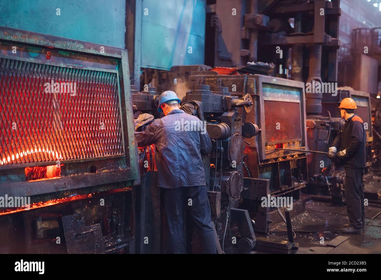 Workers in the steel mill. Metallurgical production or plant Stock ...