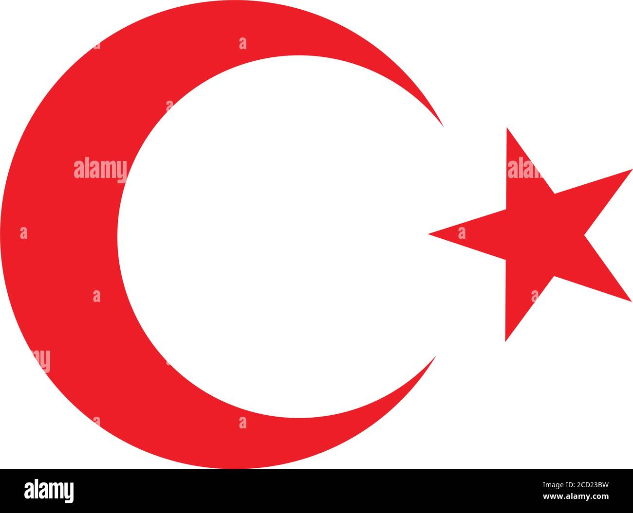 Turkey republic concept, Star and crescent icon over white background ...