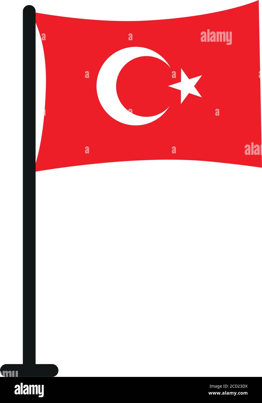 turkey flag icon over white background, flat style, vector illustration ...