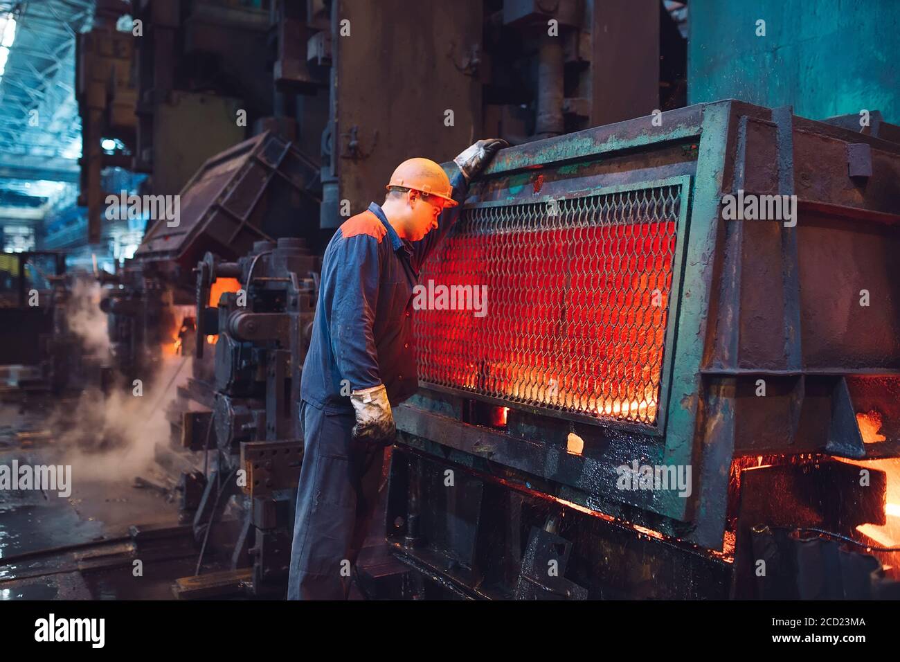 Workers in the steel mill. Metallurgical production or plant Stock ...