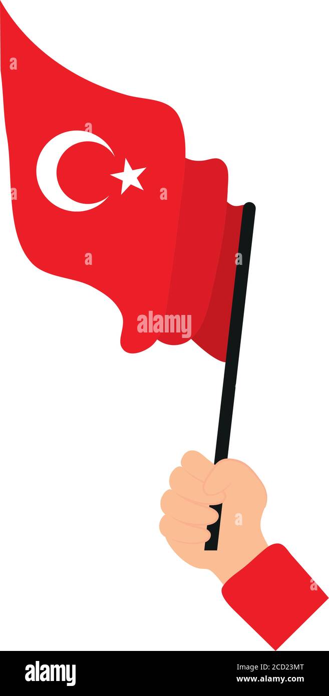 hand holding a turkey flag icon over white background, flat style ...