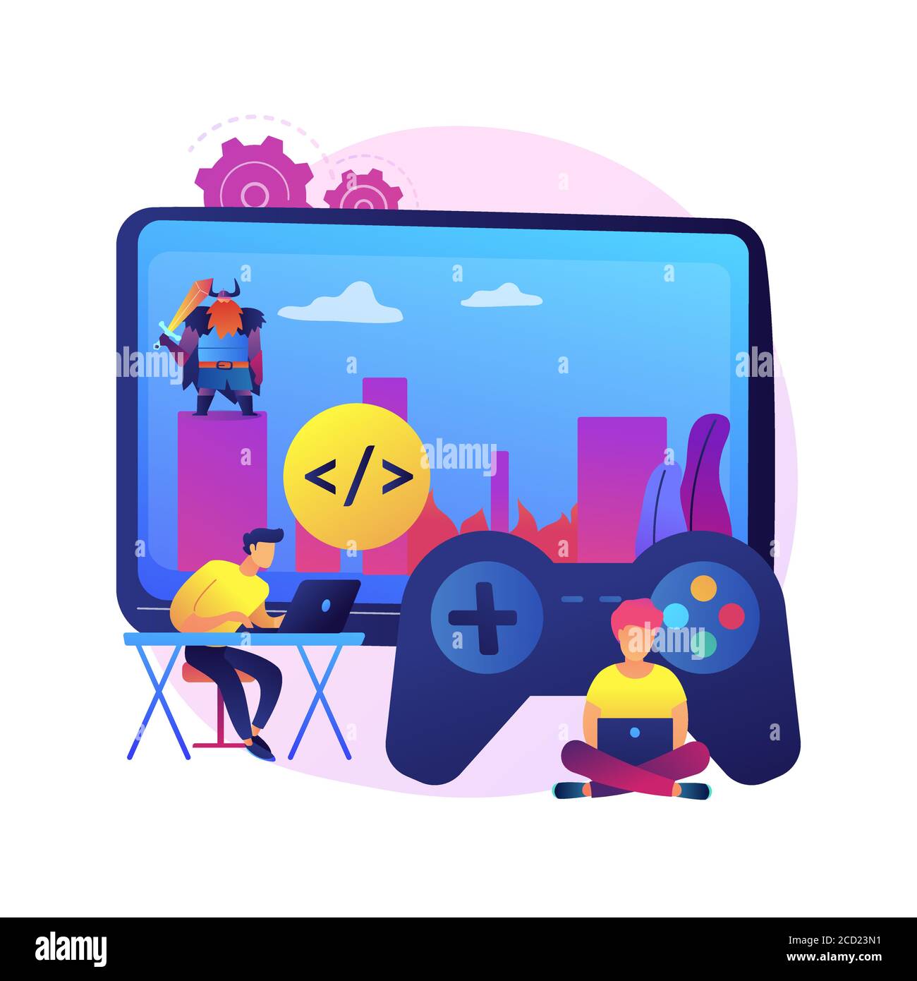 Computer games development abstract concept vector illustration Stock ...