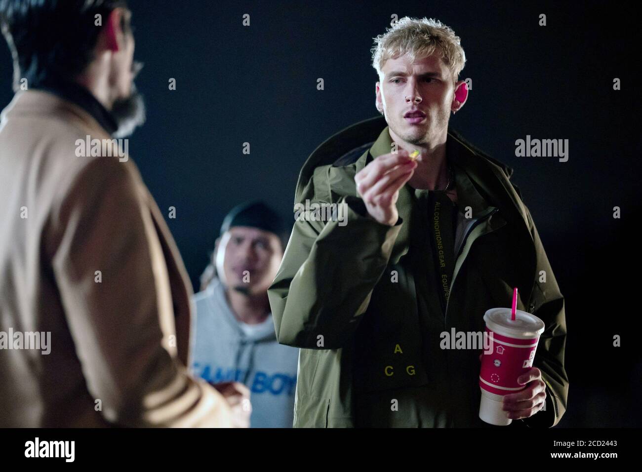 PROJECT POWER, from left: Rodrigo Santoro (back turned), Colson Baker ...