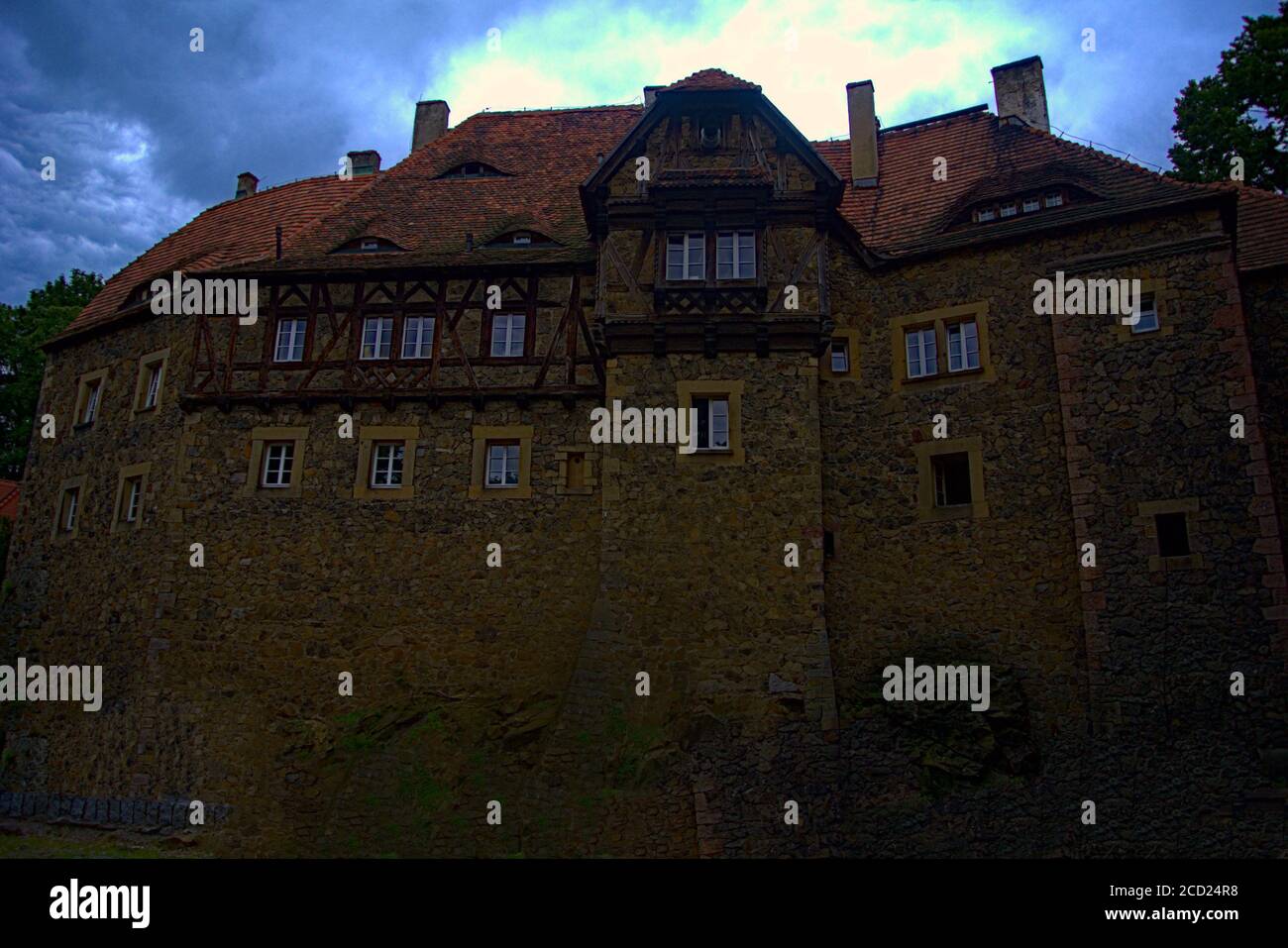 The back of an old German garrison structure that is fortified Stock ...