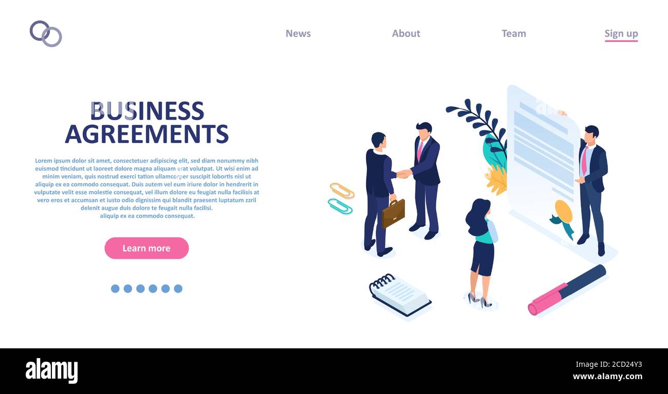 Vector of businesspeople signing business deal agreements Stock Vector ...